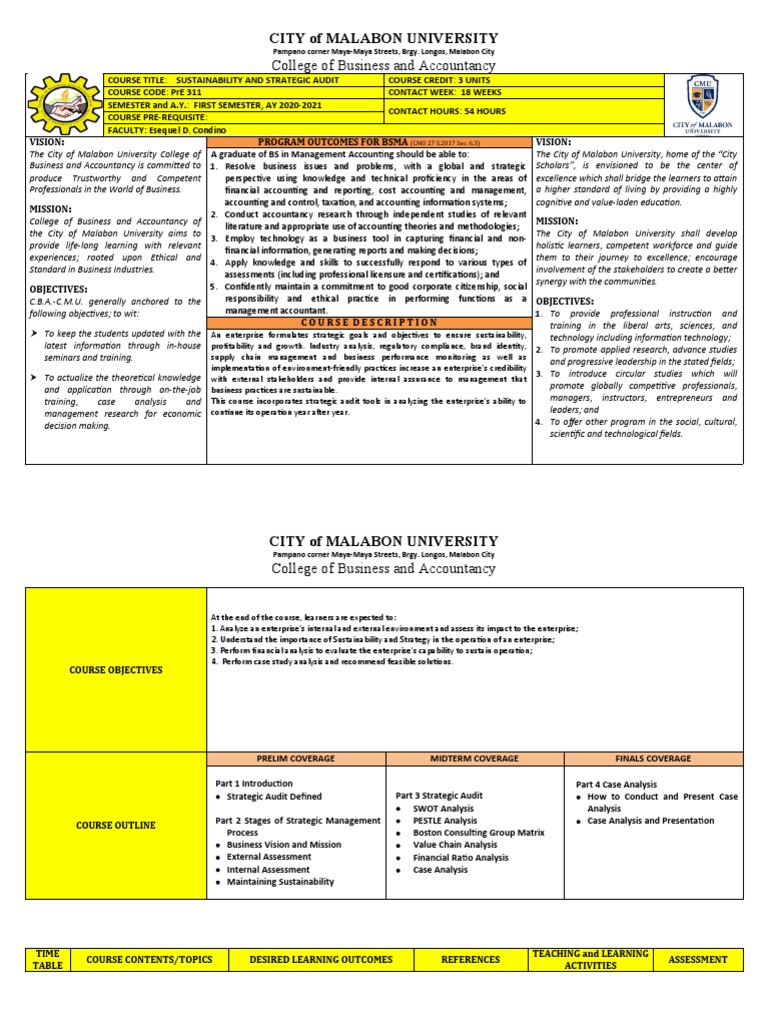 Strategic Audit for Sustainability | PDF | Strategic Management ...