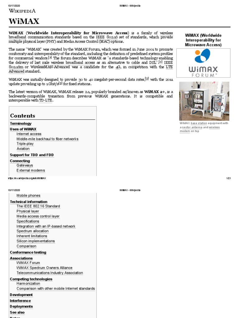Wimax: Wimax (Worldwide Interoperability For Microwave Access) Is A ...