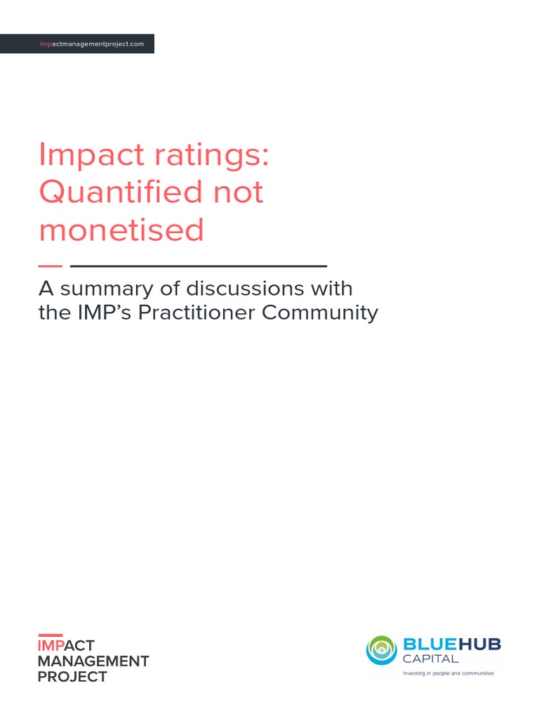 Impact Ratings: Quantified Not Monetised: A Summary of Discussions With ...