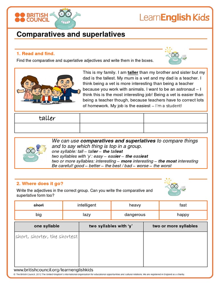 Grammar Games Comparatives and Superlatives Worksheet PDF | PDF | Style ...
