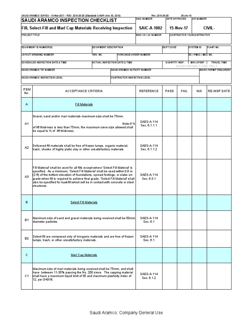 SAIC-A-1002 Fill, Select-Fill and Marl Cap Materials Receiving ...