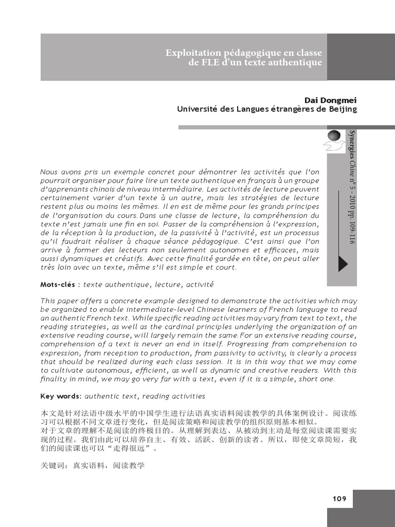 Activités de lecture pour FLE authentique | PDF | Québec | Pédagogie