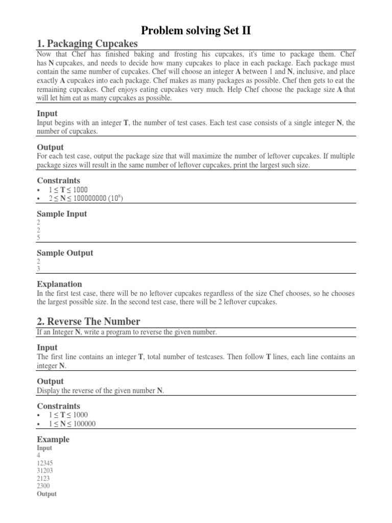 Problem Solving Set II | PDF | Menu | Permutation
