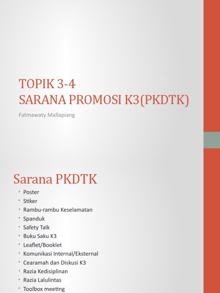 Topik 3-4 - Sarana Promosi K3 | PDF | Teknologi & Rekayasa