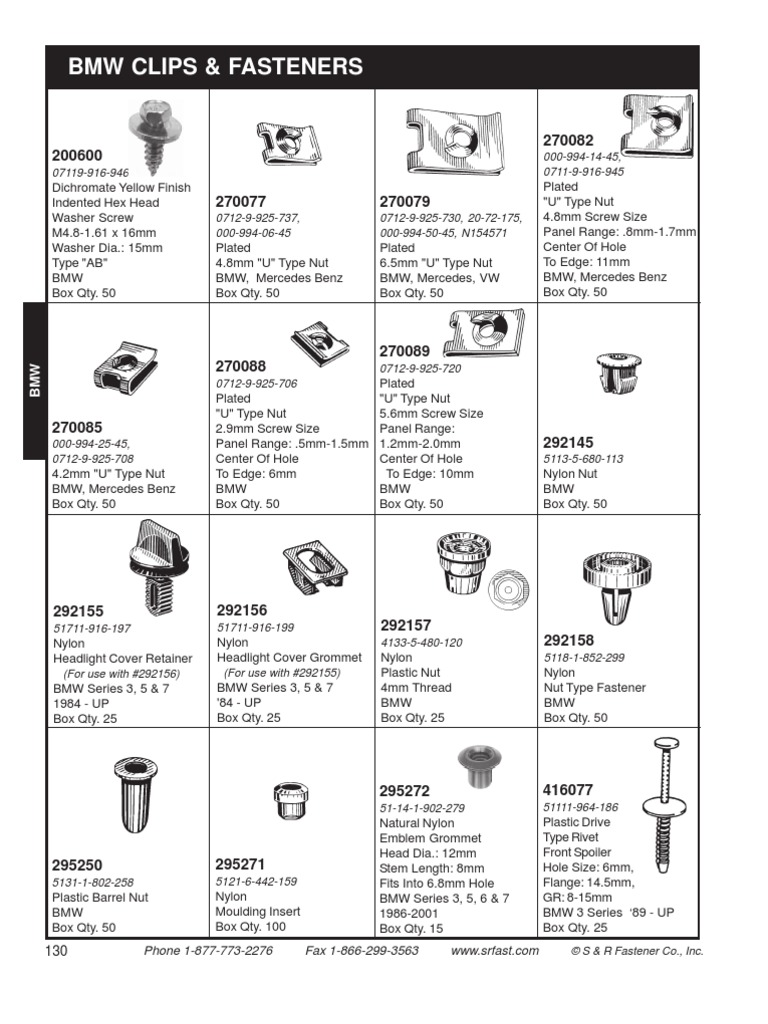 BMW Clips Fasteners | PDF | Rivet | Screw