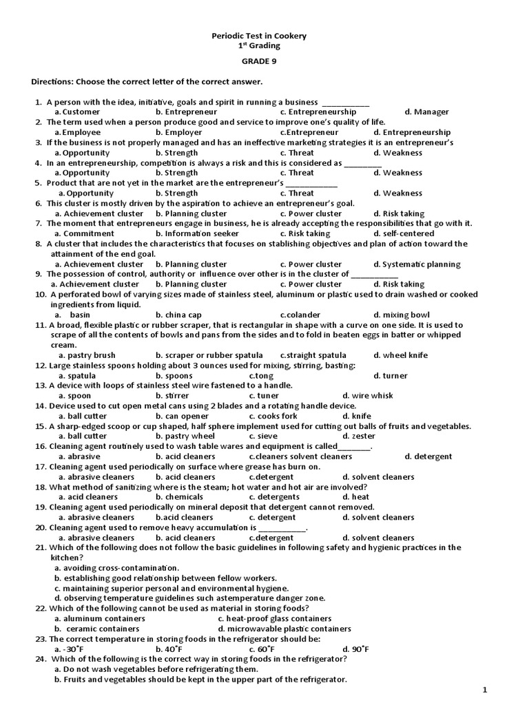 2 Periodic Test in Cookery Appetizer | PDF | Hors D'oeuvre ...