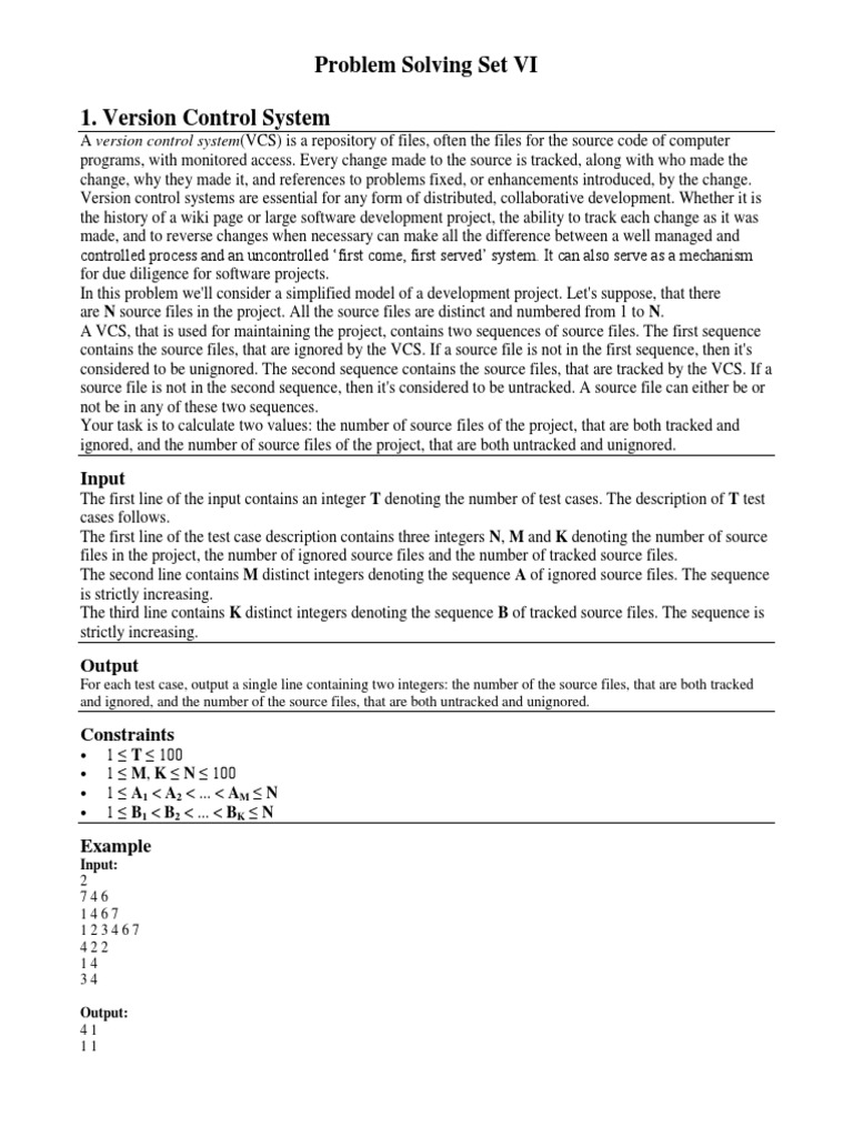Problem Solving Set VI | PDF | Version Control | Computing