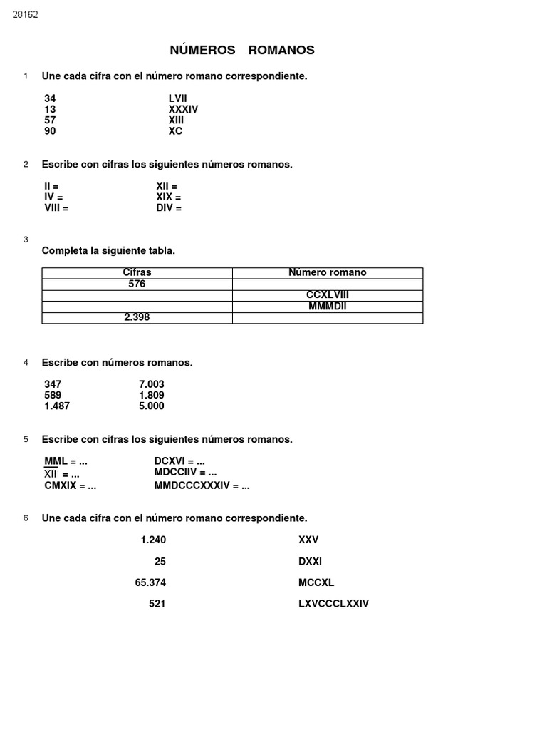 Ejercicios Resueltos de Números Romanos | PDF | Alfabeto latino ...