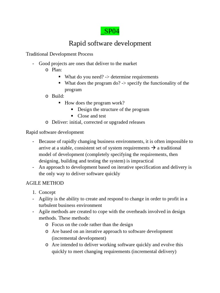 SP04 Rapid Software Development | PDF | Software Prototyping | Component Based Software Engineering
