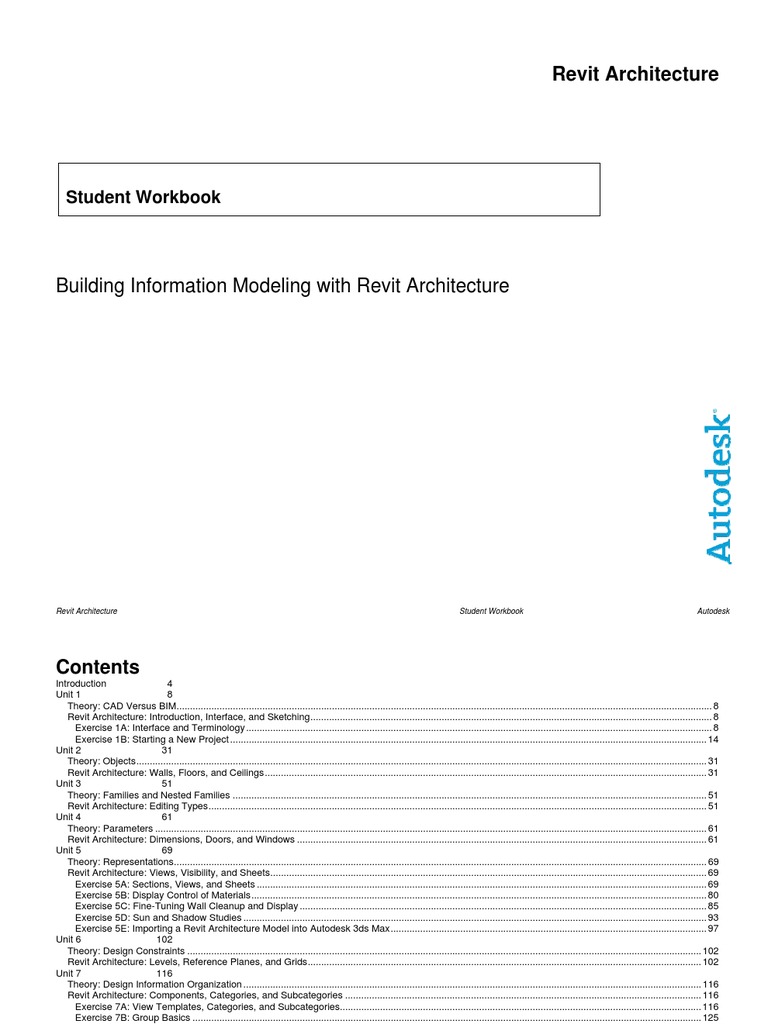 Student Workbook: Revit Architecture | PDF | Autodesk Revit | Building Information Modeling