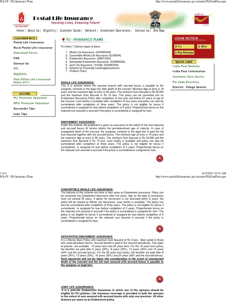 PLI-CP - PLI Insurance Plans | PDF | Life Insurance | Personal Finance