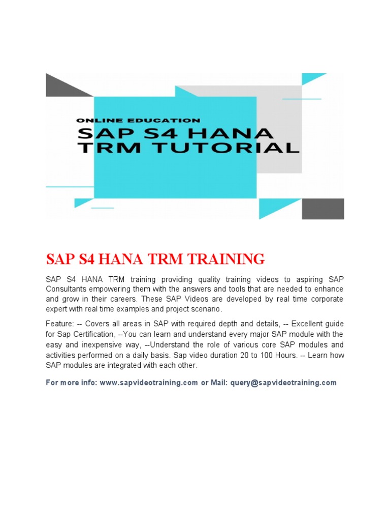 Sap S4 Hana TRM Training | PDF
