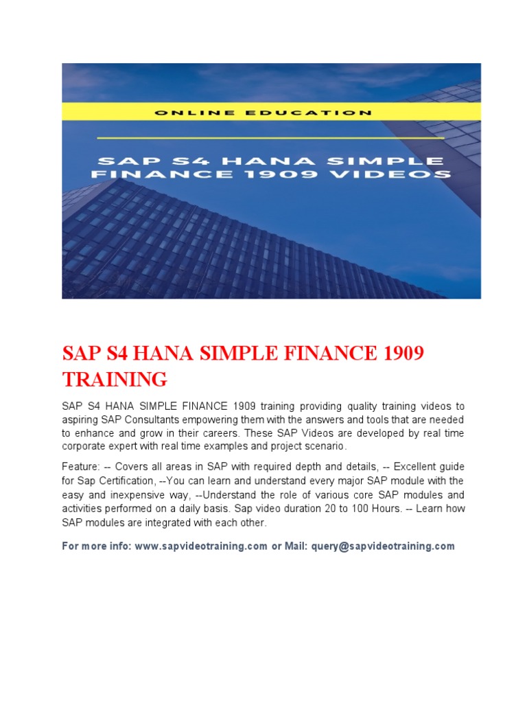 Sap S4 Hana Simple Finance 1909 | PDF