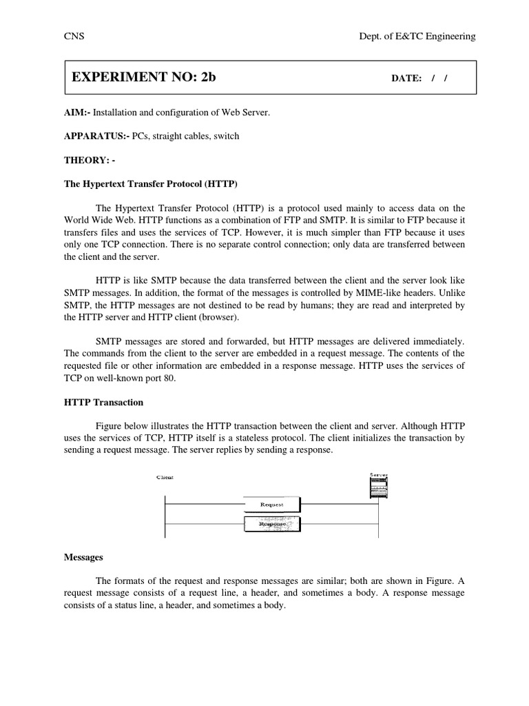 Experiment No: 2B: CNS Dept. of E&TC Engineering | PDF | Hypertext ...