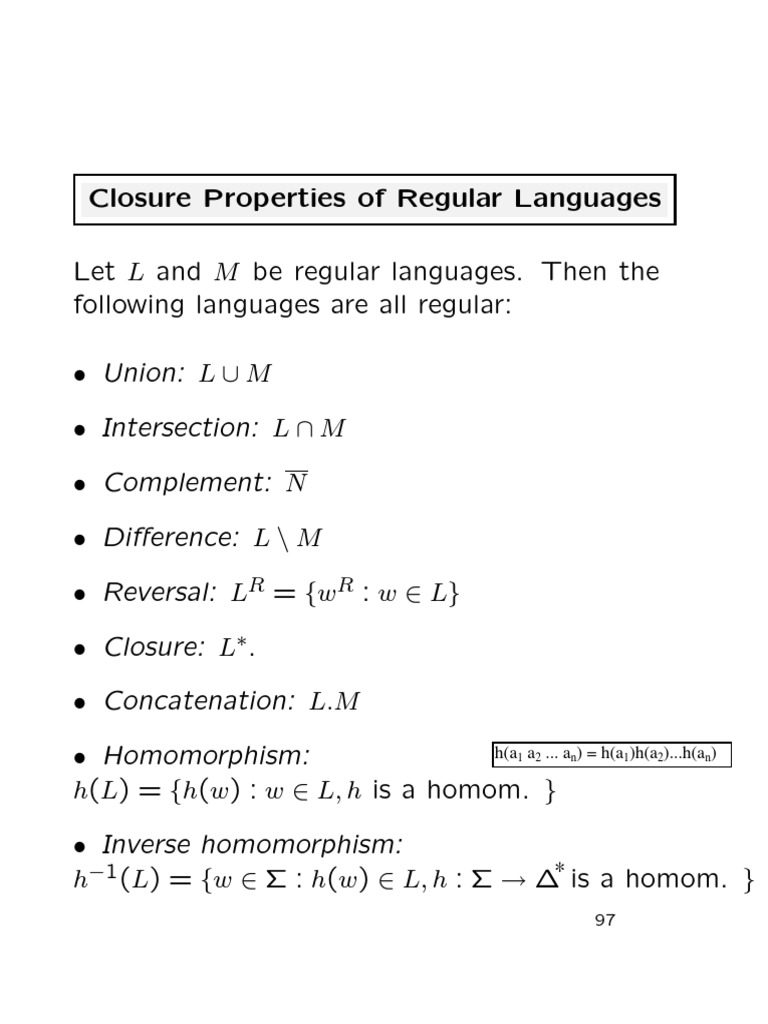 Closure Properties - RL PDF | PDF | Theory Of Computation | Syntax (Logic)
