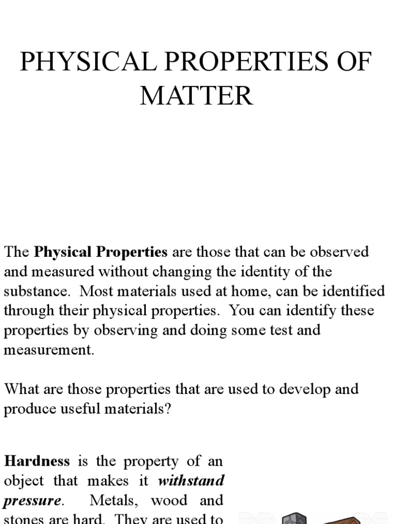 Physical Properties of Matter | PDF | Wire | Metals