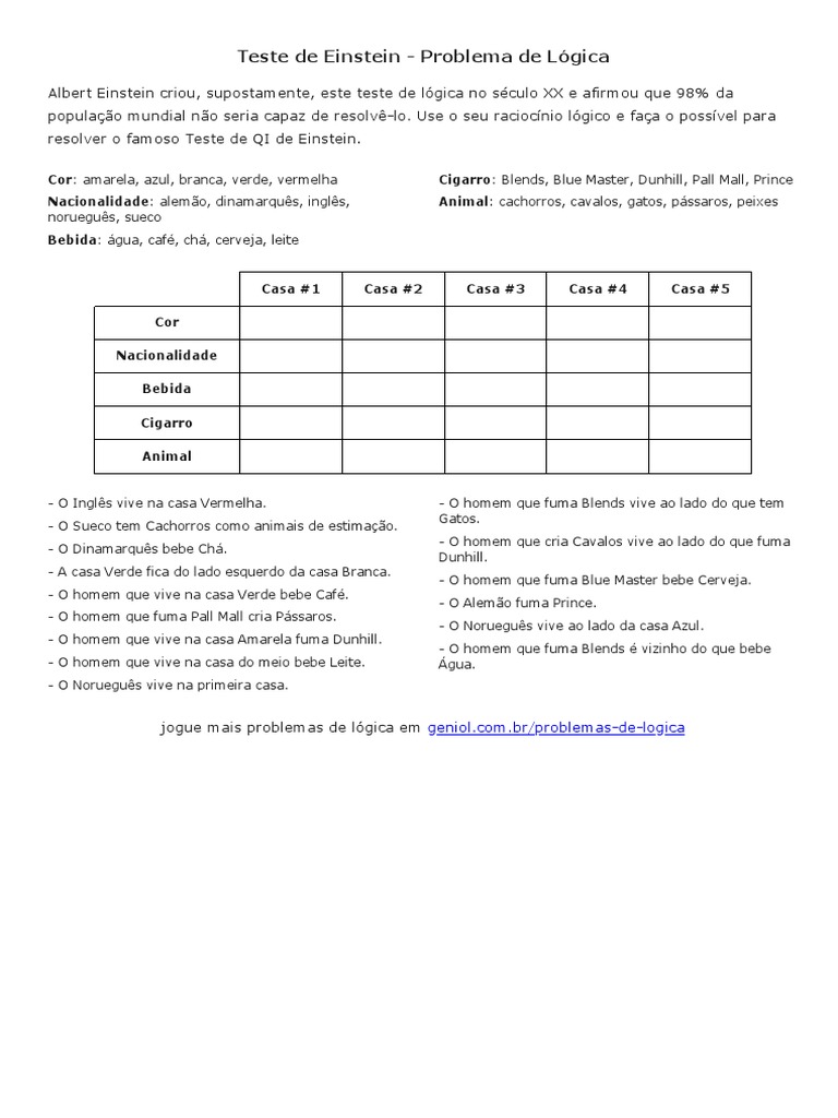 Teste de Einstein PDF | PDF
