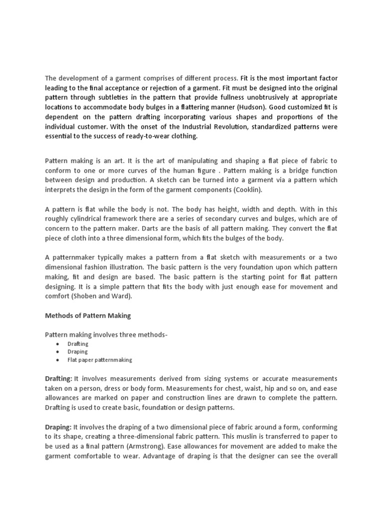 Basic of Pattern Making | PDF