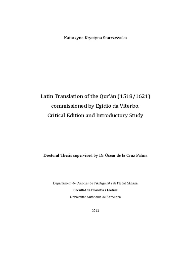 Latin Translation of The Qur'an PDF | PDF