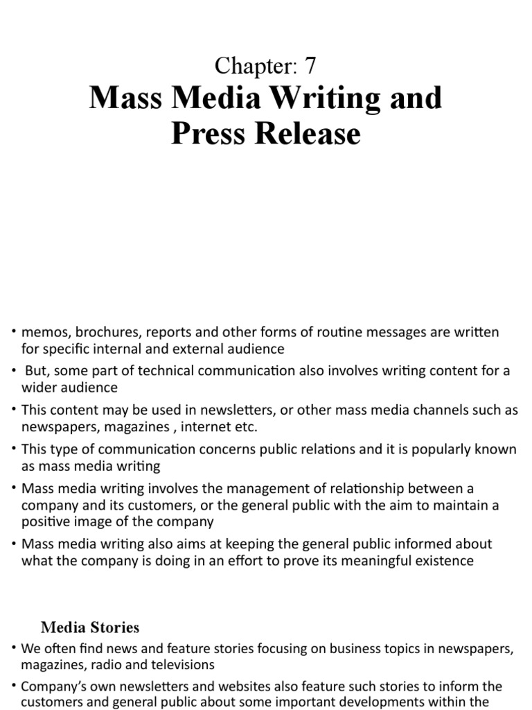 Mass Media Writing and Press Release | PDF | News | Newspapers