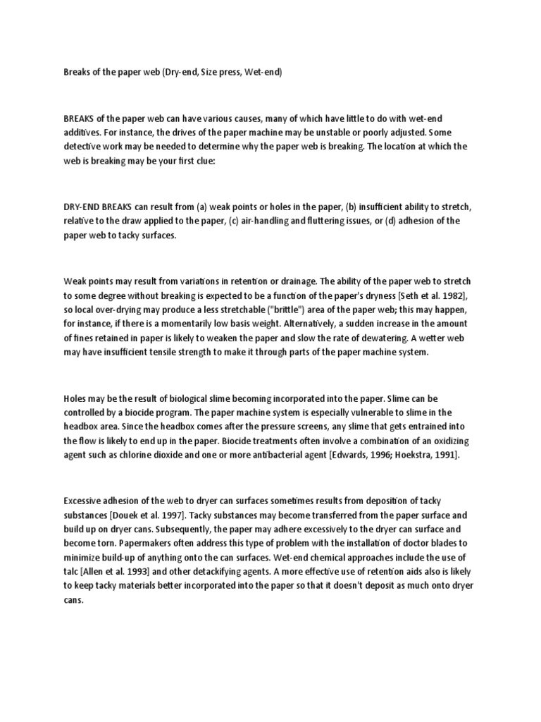 Understanding and Preventing Breaks in the Paper Web Through Different ...