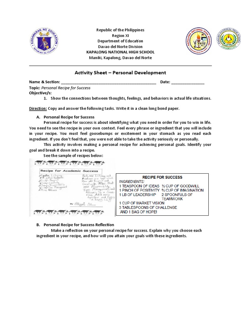 4 - Personal Recipe For Success | PDF