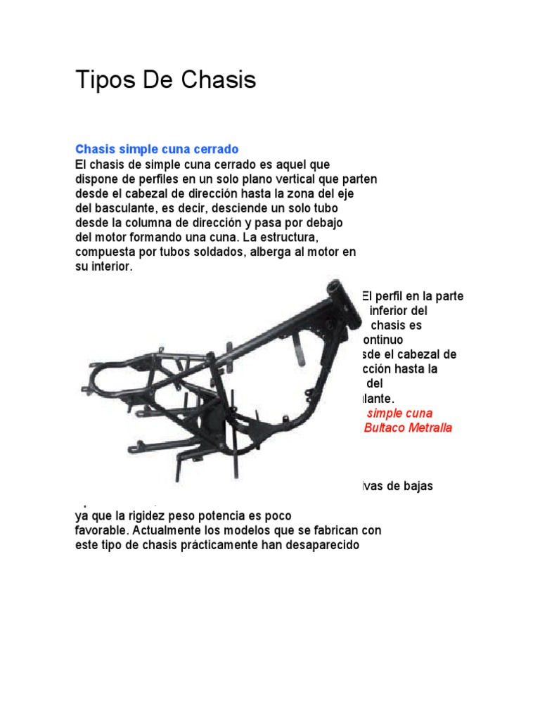 Tipos de Chasis | PDF | Motocicleta | Vehículo de motor