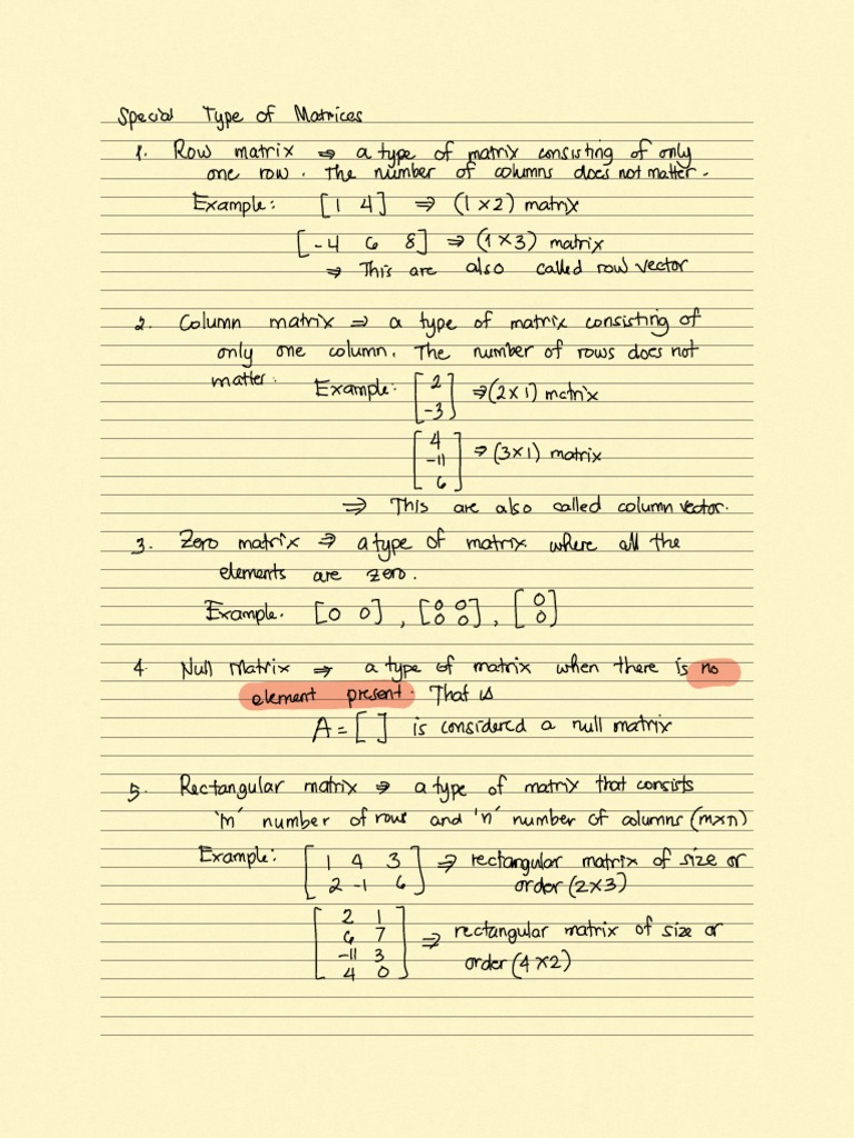 Matrix Types Explained | PDF | Matrix (Mathematics) | Operator Theory