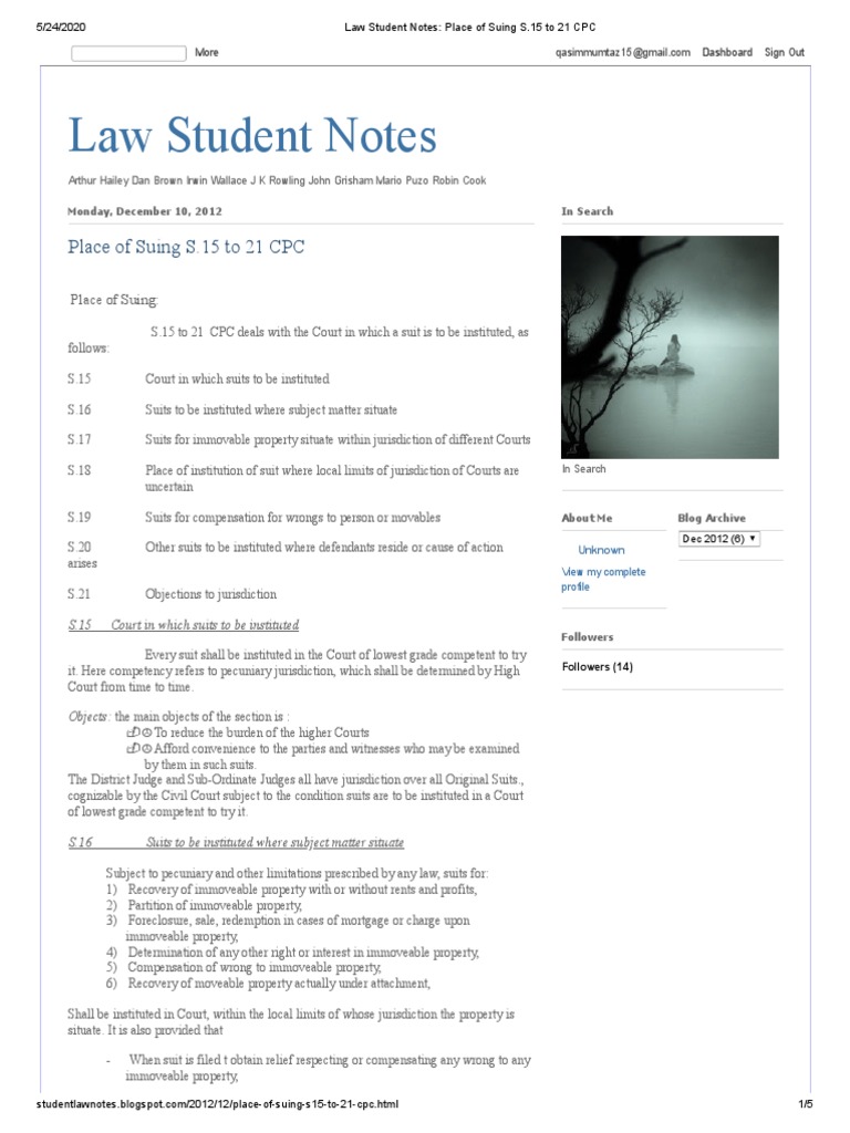 Place of Suing: Sections 15-21 CPC | PDF | Lawsuit | Jurisdiction