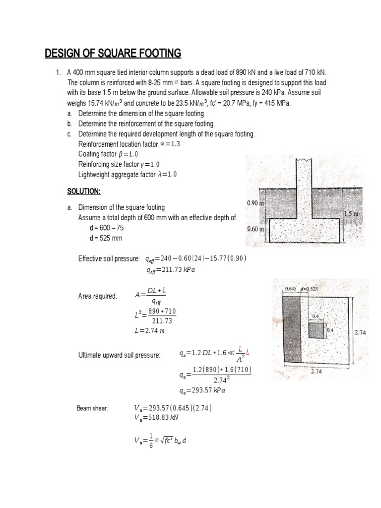 Design of Square Footing | PDF | Pressure | Civil Engineering