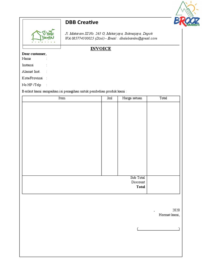 Contoh Invoice Word | PDF