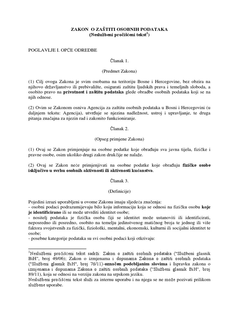 NPT - Zakon - o - Zastiti - Licnih - Podataka - 10.01.19.-H | PDF