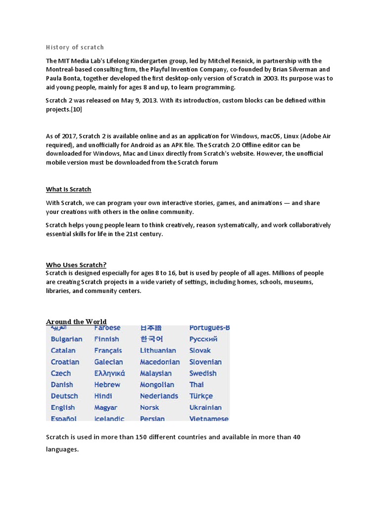 History of Scratch | PDF | Scratch (Programming Language) | Software