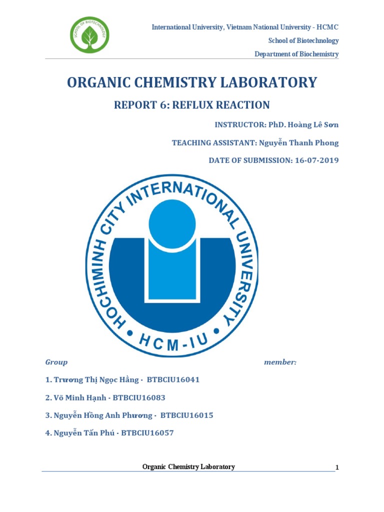 Organic Chemistry Laboratory: Report 6: Reflux Reaction | PDF ...