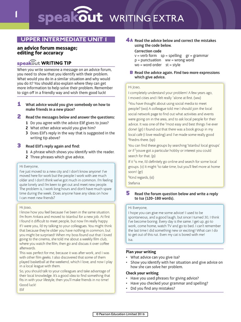 Speakout Writing Extra Upper Intermediate Unit 1 PDF | PDF