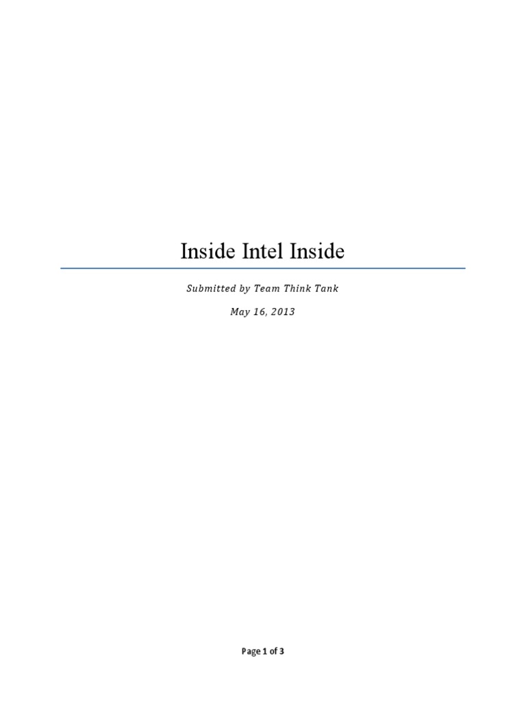 Intel Case Study | Download Free PDF | Intel | Microprocessor