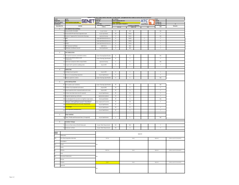 Piping Fabrication Installation QCP On Site | PDF | Specification ...