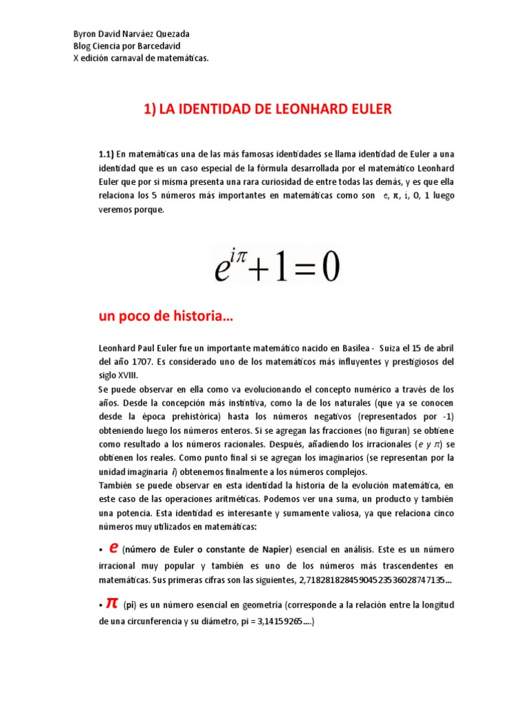 La Identidad de Euler