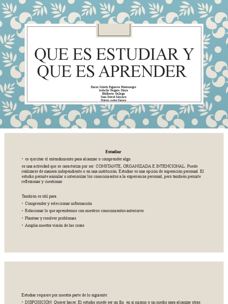 Que Es Estudiar y Que Es Aprender | PDF | Crecimiento personal y ...