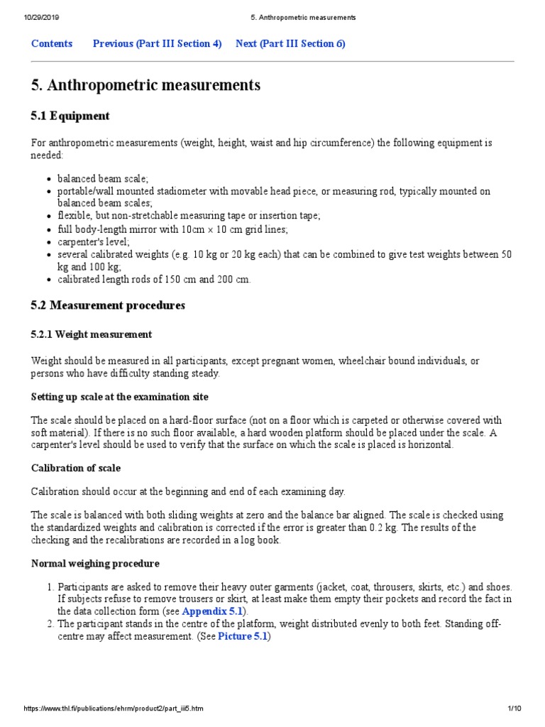 Anthropometric Measurements | PDF | Waist | Audit