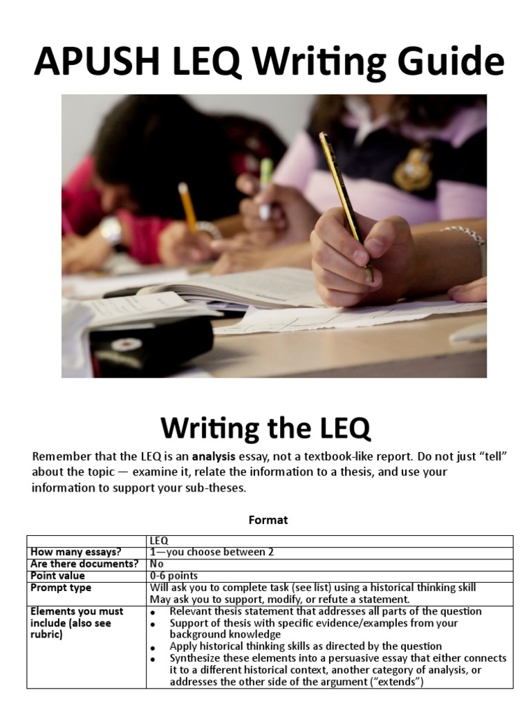 APUSH LEQ Writing Tips | PDF | Question | Essays