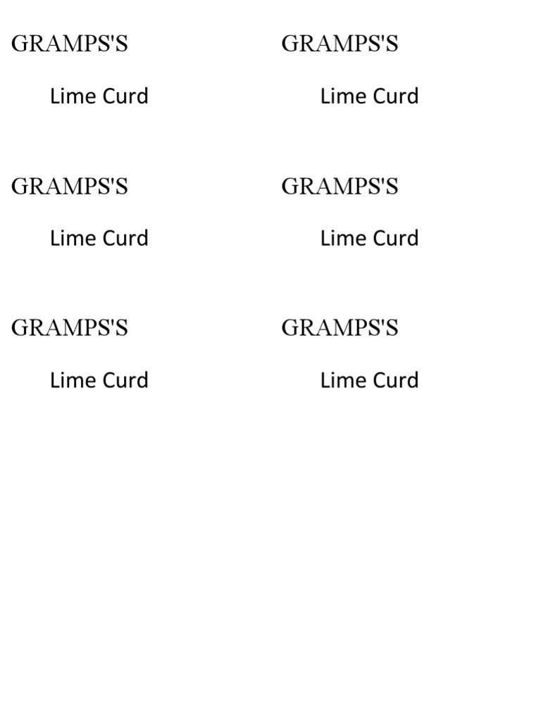Lime Curd Labels | PDF