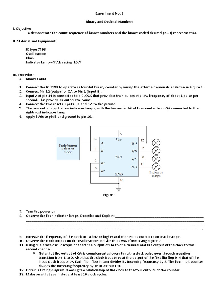 Experiment No. 1 Binary and Decimal Numbers | PDF | Electronic Circuits | Information And ...