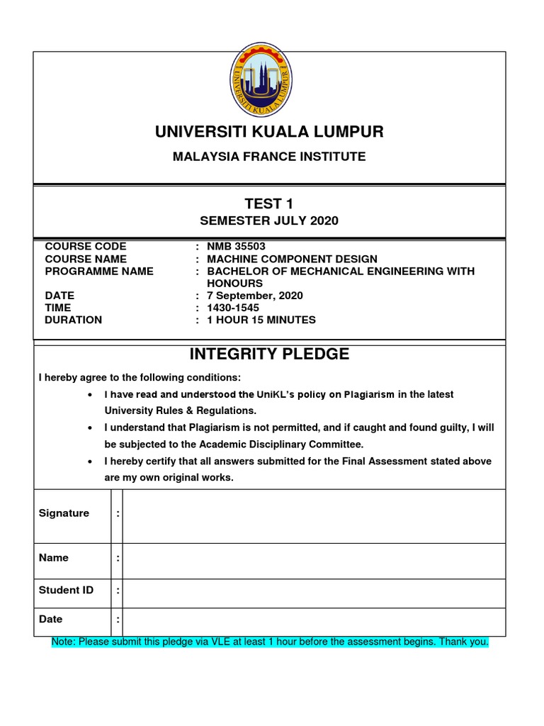 Integrity Pledge Test 1 | PDF | Business | Computers