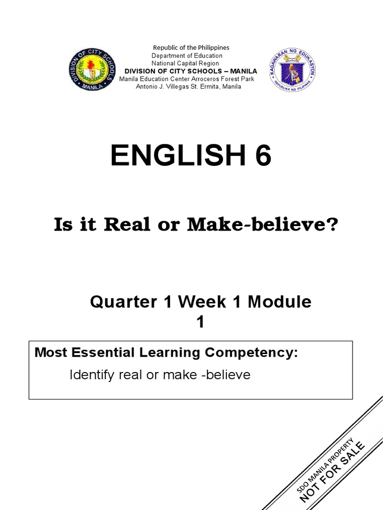 English 6: Is It Real or Make-Believe? | PDF | Goldilocks And The Three ...