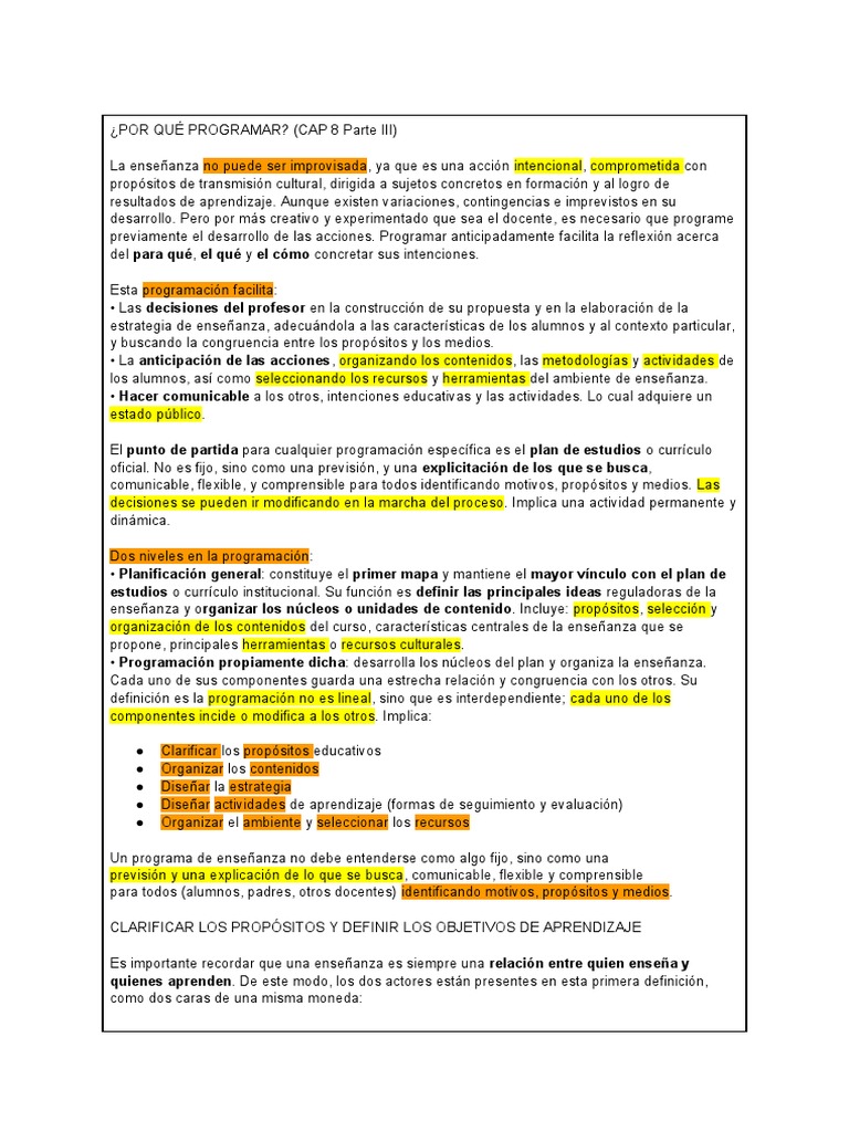 Resumen Davini ¿POR QUÉ PROGRAMAR - (CAP 8 Parte III) | PDF | Plan de estudios | Aprendizaje