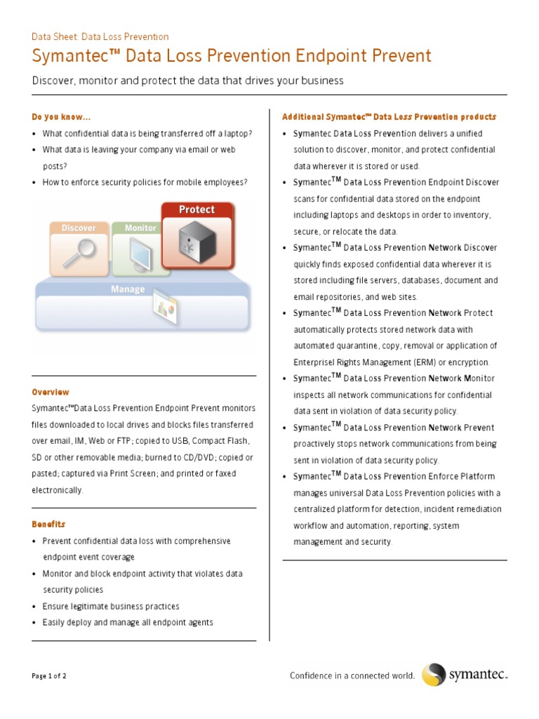 Symantec™ Data Loss Prevention Endpoint Prevent: Discover, Monitor and ...