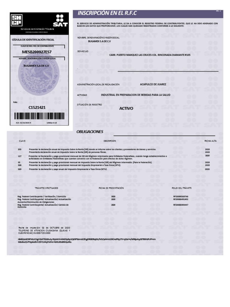 Cedula de Identificacion Fiscal | PDF | Impuestos | Contribuyente