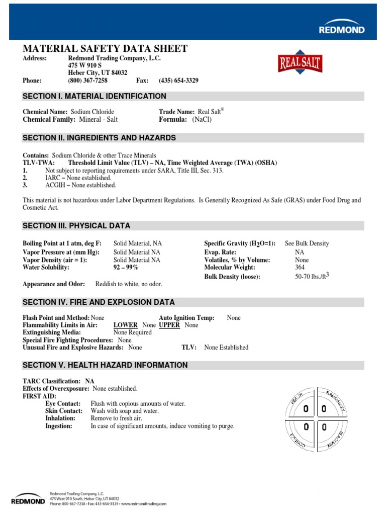 Material Safety Data Sheet: Section I. Material Identification | PDF ...