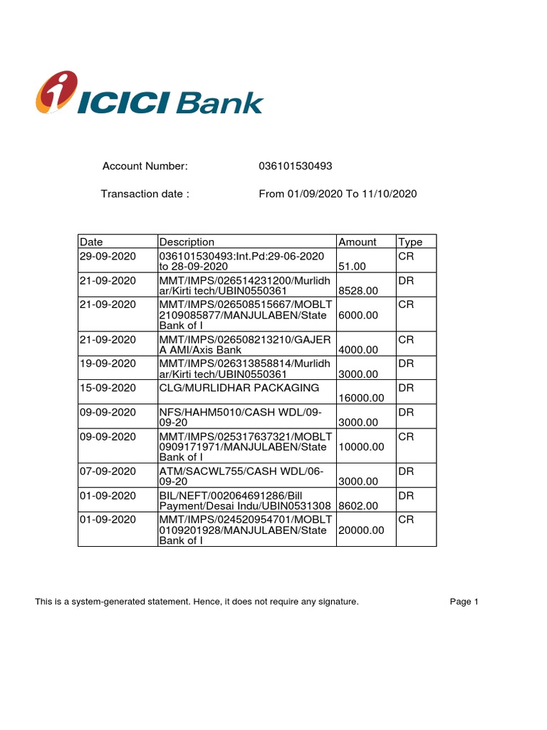 This Is A System-Generated Statement. Hence, It Does Not Require Any ...